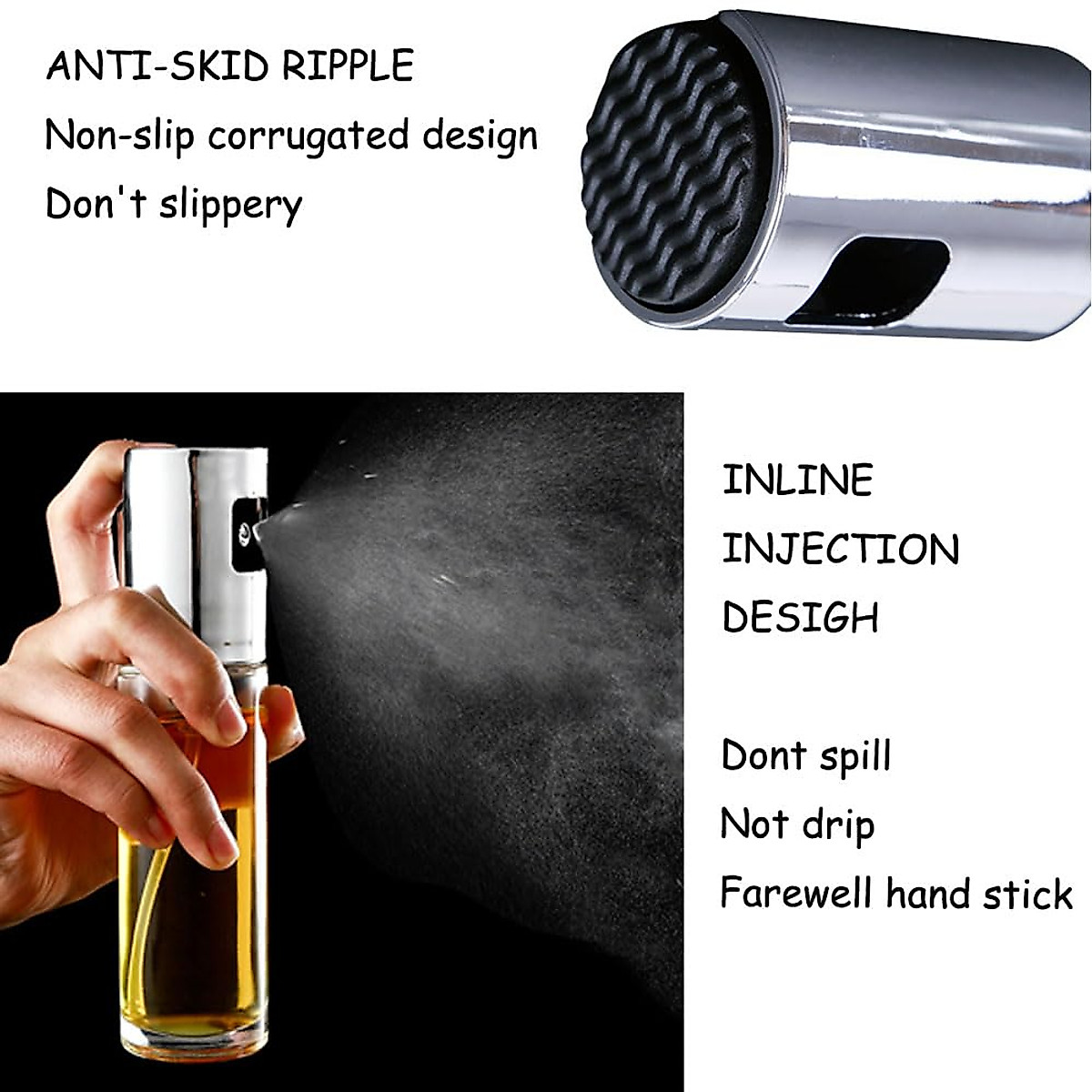 Oil Sprayer for Cooking, Olive Oil Sprayer,‎100ml Olive Oil Spray Bottle for Air Fryer, Food-Grade Oil Mister Transparent Glass Spray Bottle for Kitchen, BBQ, Salad, Baking, Roasting