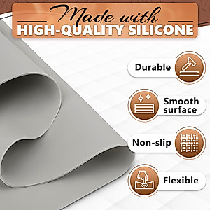 Baking Extra Large Silicone Mat - Grey Silicone Mats for Baking Cookie Baking Sheet Silicone Mat Kitchen Countertop Protector - Non Stick Baking Mat Kitchen Table Silicon Baking Mat Pastry Mat