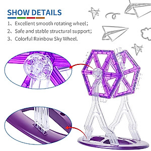 Magnetic Tiles with Ferris Wheel Expansion Set, Magnetic Blocks Toys for 3+ Year Old Boys and Girls, STEM Educational Learning Construction Toddler Kids Toys - Ferris Wheel