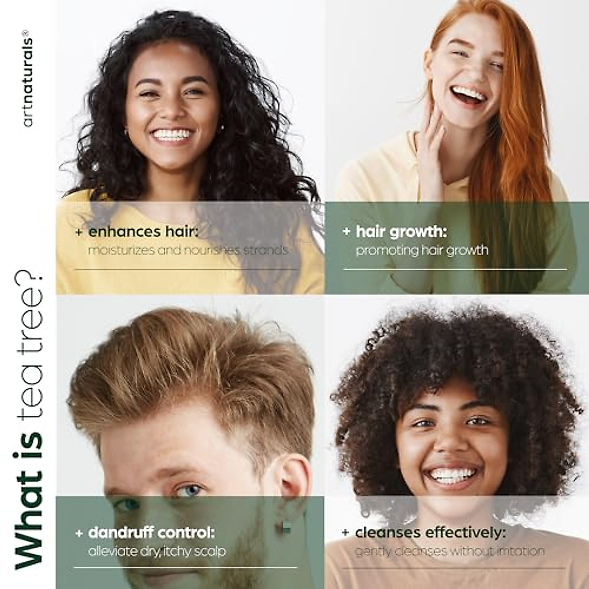 Artnaturals Tea Tree Shampoo - (16 Fl Oz / 473ml) - Sulfate Free – Made with 100% Pure Therapeutic Grade Tea Tree Essential Oil