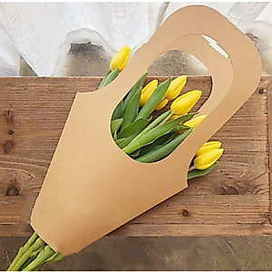 LONG XIN SERIES 20pcs Kraft Paper Flowers Gift Bags Bouquets Bags with Handle Flowers Wrapping Gift Home Decoration（20pcs, Size: Small
