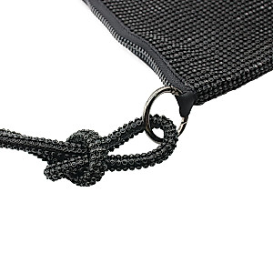 UMREN Rhinestone Hobo Bags for Women Chic Evening Handbag Sparkly Crystal Cluth Purse for Party Club Wedding (Black)