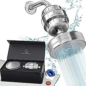 AquaHomeGroup Luxury Filtered Shower Head Set 20 Stage Shower Filter for Hard Water Removes Chlorine and Harmful Substances - Showerhead Filter High Output