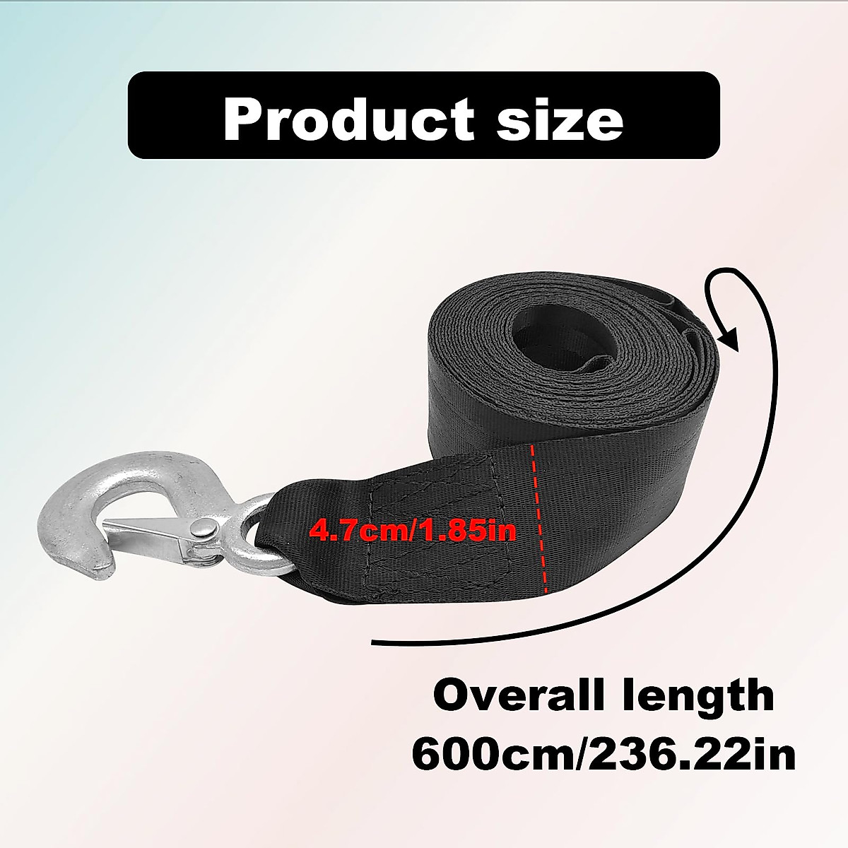 Boat Trailer Winch Strap with Safety Snap Hook, 2" x 20ft 10000 lbs Heavy Duty Boat Winch Strap for Towing Vehicles, Boats and Jet Ski, Polyester