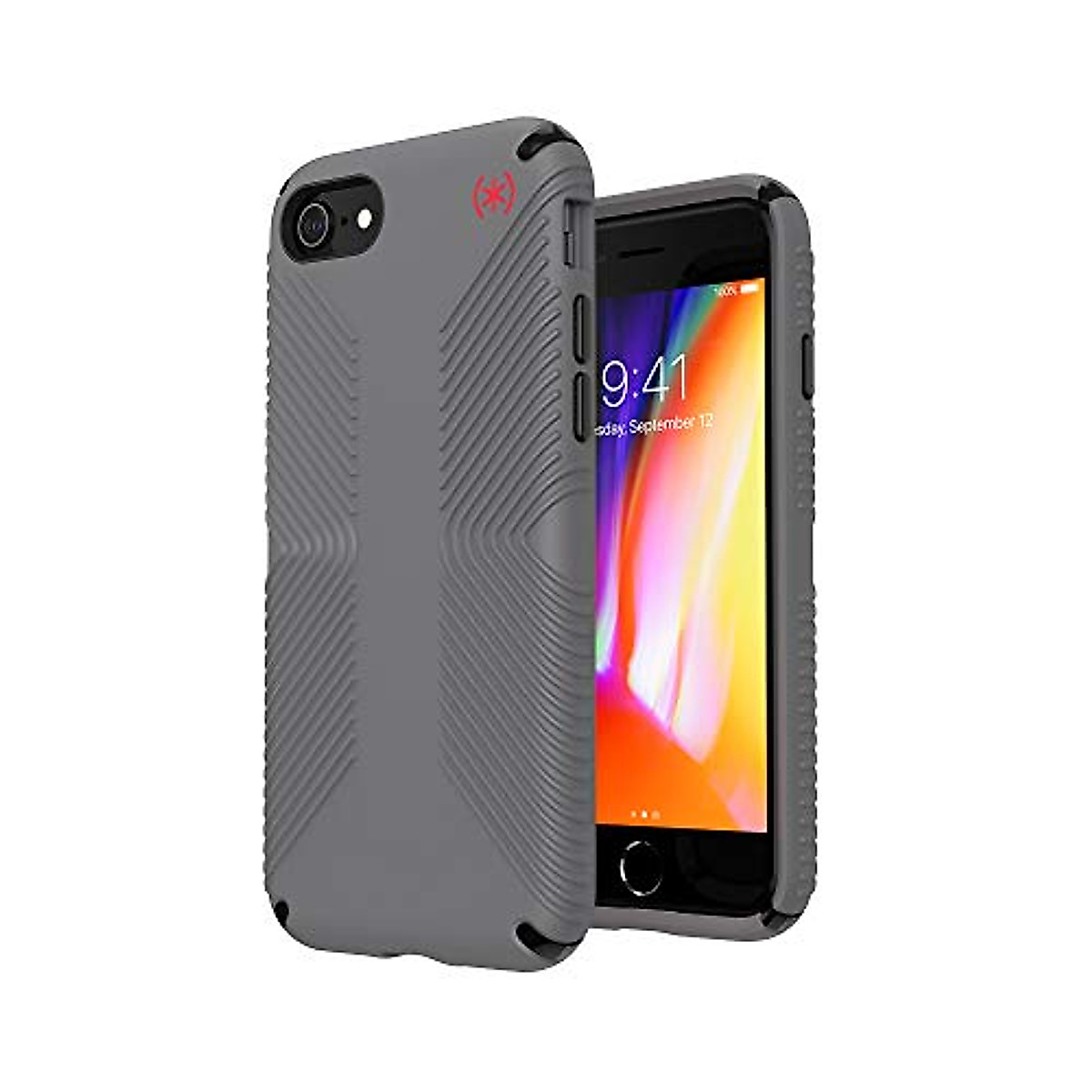 Speck iPhone SE Case - Drop Protection - Fits iPhone 8 & iPhone 7 & Phone SE (2022), iPhone SE (2020) - Scratch Resistant Cases - Slim with Extra Grip & Soft Touch Coating - Grey, Black, Red Presidio2