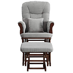 Angel Line Monterey Glider & Ottoman, Espresso Finish - Grey Cushion