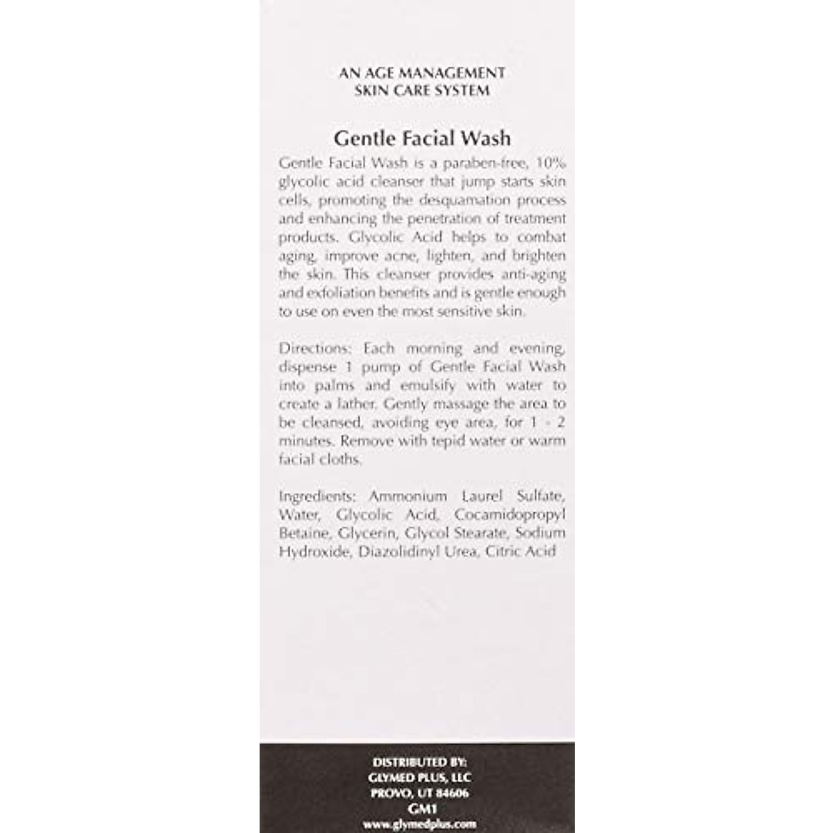 GlyMed Plus Age Management Gentle Facial Wash, 8 Ounce