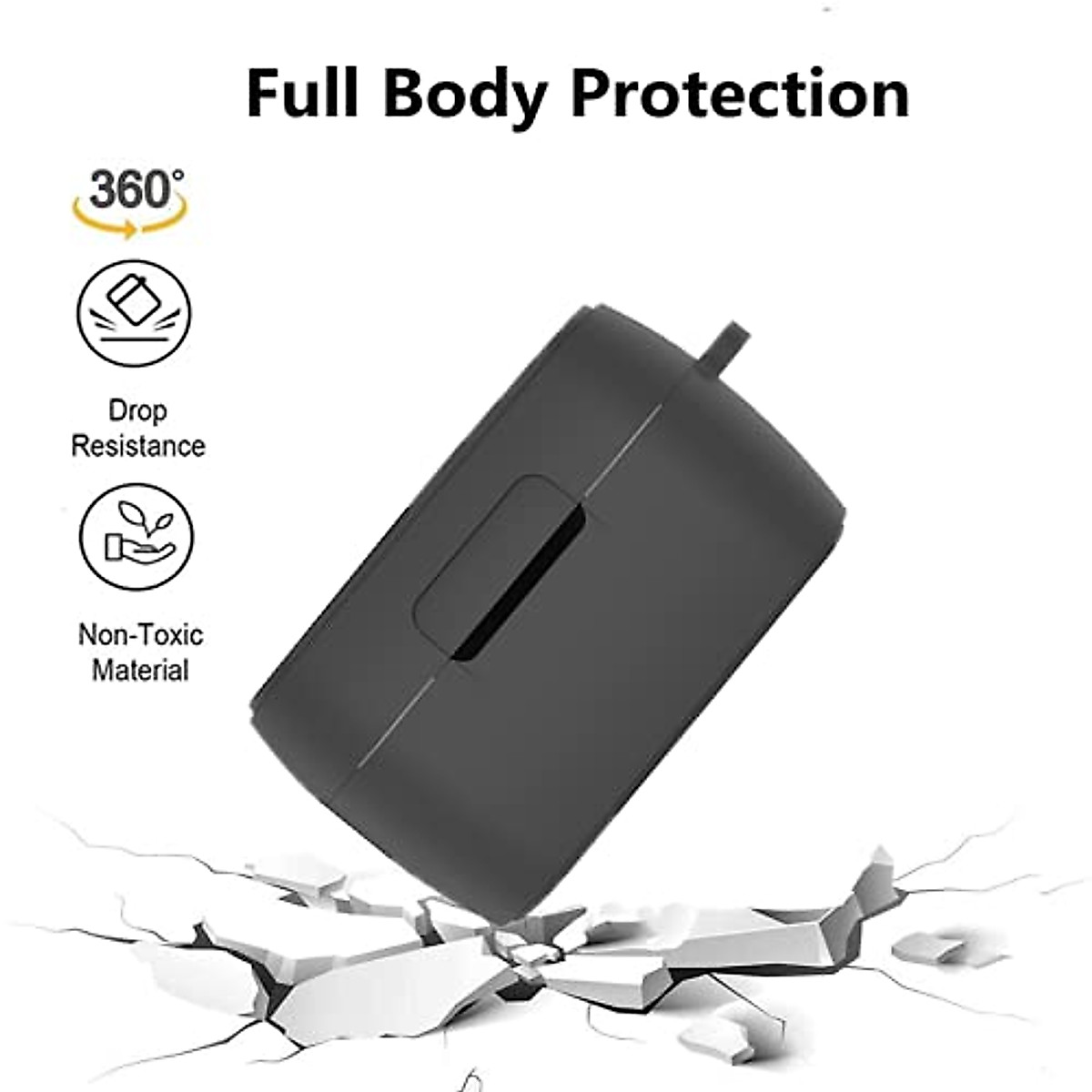 Ankersaila Soft Silicone Case Compatible with Skull Candy Jib True, Portable Scratch Shock Resistant Protective Case Cover (Black)