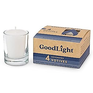 Paraffin-Free Votive Candles, Made from Vegan Palm Wax and Clean-Burning and All-Natural Votive White Candles, 15-Hour Burn Time (4 Unscented Small Candles)