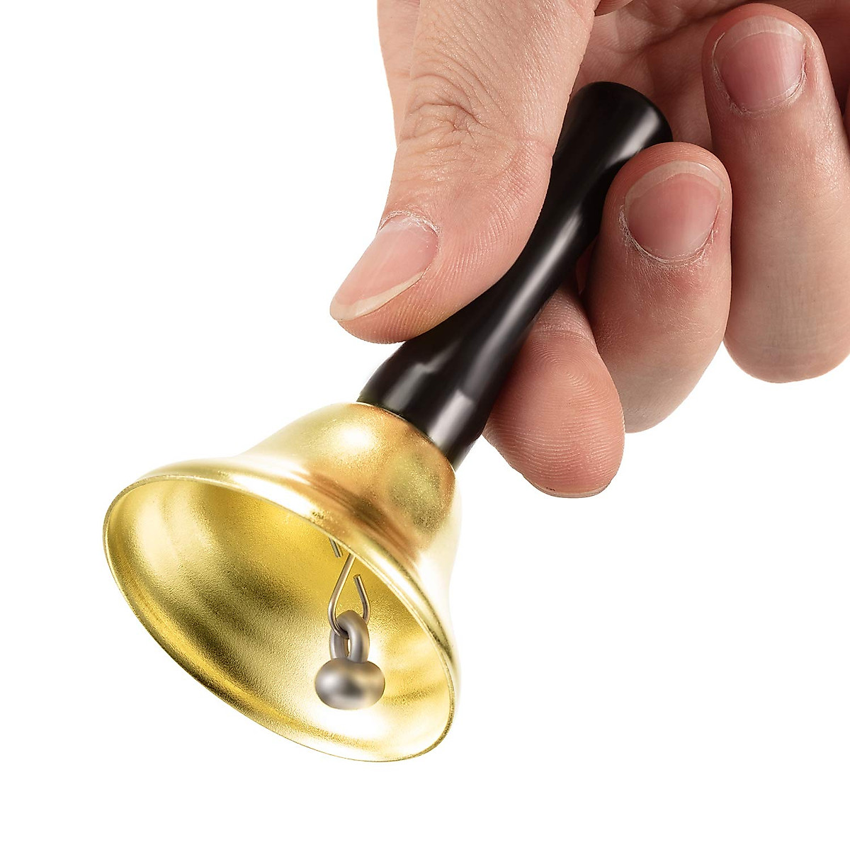 12 Pieces Metal Hand Bells Call Bells Service Hand Bells for Adults Kids Black Wooden Handle Music Hand Bells Musical Instruments Percussion for Christmas Party Supplies