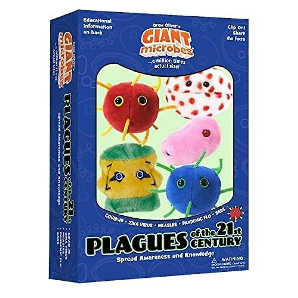 GIANTmicrobes Plagues of The 21st Century Themed Gift Box, covid Plush, covid Plush Toy, covid Gag Gifts, covid Gifts, covid Stuffed Animal, Plush Keychain, History Teacher Gifts