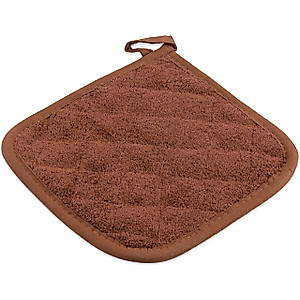 San Jamar Cotton Terry Cloth Square Potholders, 8 Inches, Brown, Medium (Pack of 12)