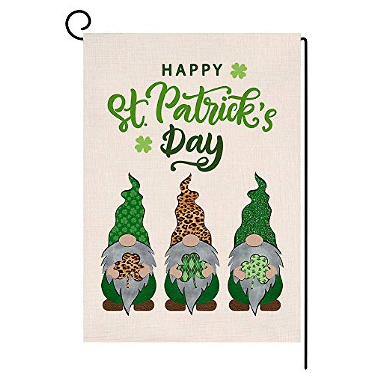 St. Patricks Day Gnomes Garden Flag Vertical Double Sided Burlap Yard Spring Shamrock Outdoor Decor 12 x 18 Inches