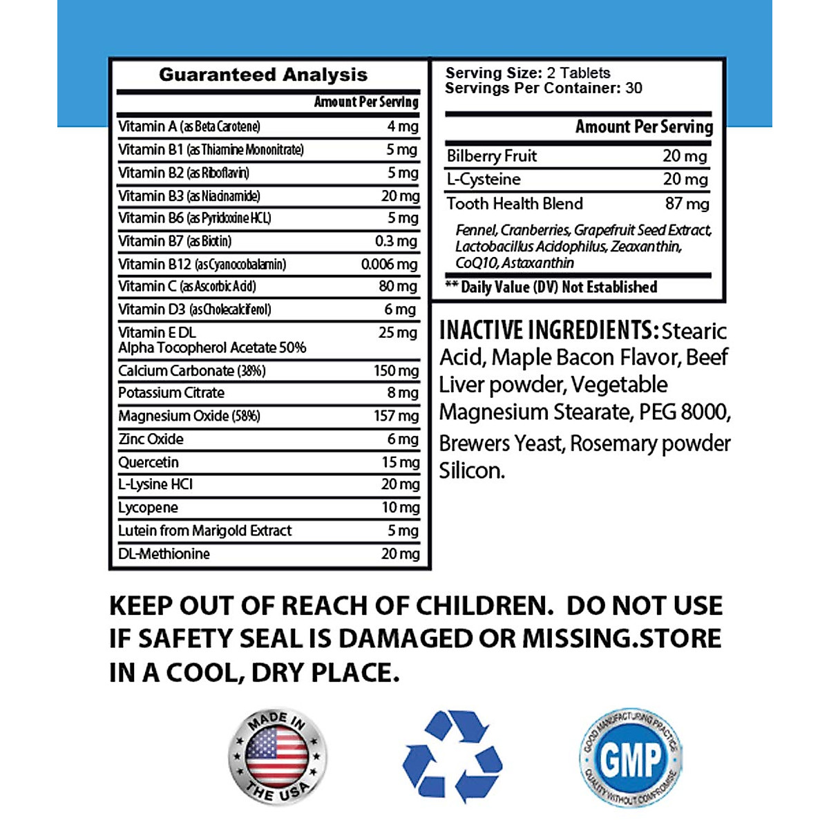 Dog Dental Treats - Dog Teeth Health Care - Advanced Complex - Eliminate Bad Breath Plaque Build UP - Healthy Gums - Vitamin d for Dogs - 120 Tablets (2 Bottles)