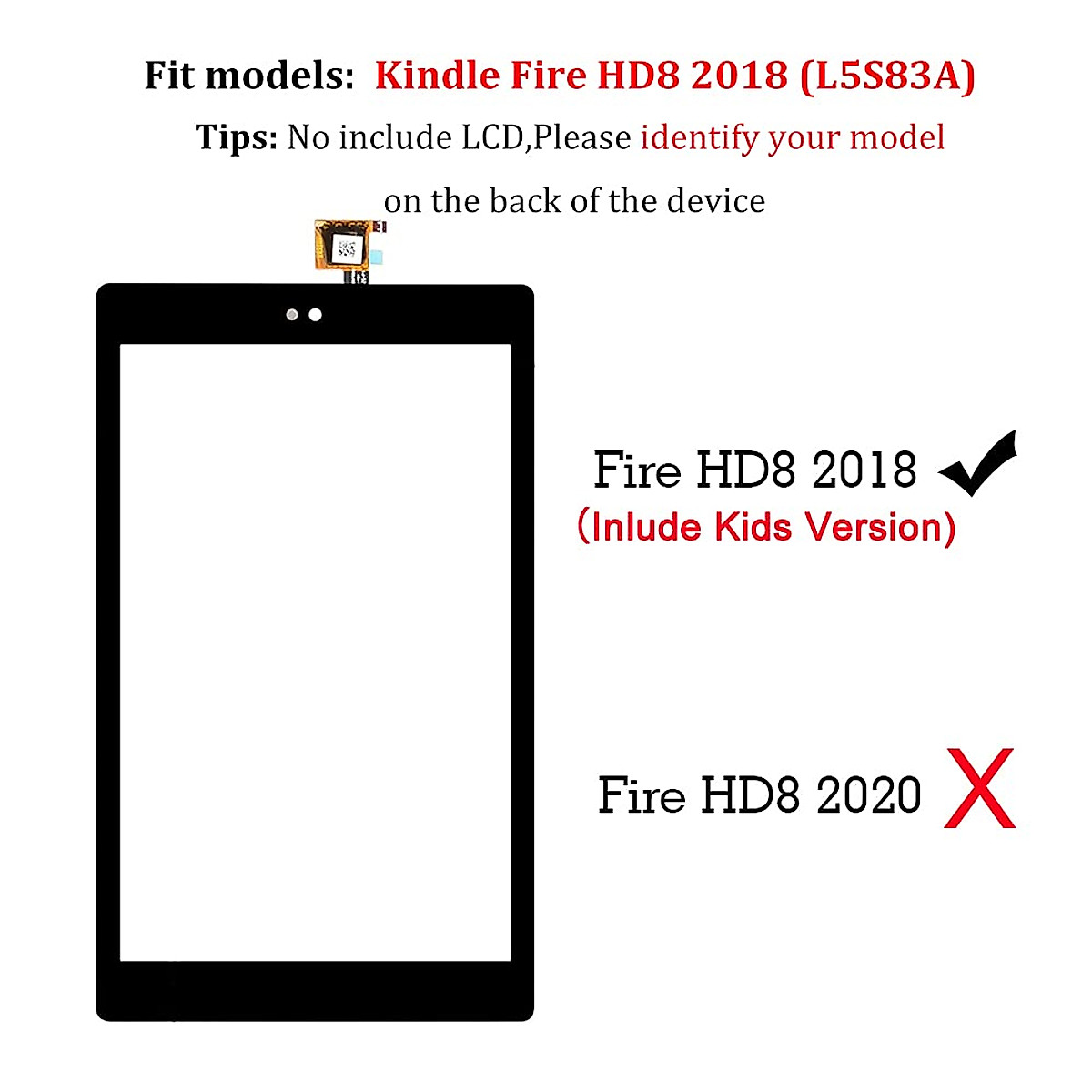 GoodFixer Original Quality Screen Replacement Digitizer for Amazon Kindle Fire Tablet HD 8 8th Gen Model L5S83A (2018 Released 8th Generation) Touch Screen Glass + Full Repair Kit