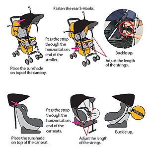 Manito Sun Shade for Strollers and Car Seats (Black) UPF 50+