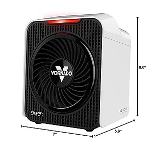 Vornado Velocity 1 Personal Space Heater with 2 Heat Settings and Advanced Safety Features, Small, White
