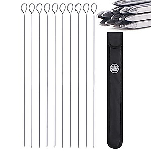 Grillers Choice Kabob Skewers, Set of 14, 15" Shish Kabob Skewers for Grilling. Made With Type 440 Stainless Steel, The highest Grade of Stainless Steel. Strong metal skewers.