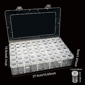 SM SunniMix Bead Organizer Mini Storage Cases Dustproof Portable Transparent Diamond Craft Storage Box for Nail Art Jewelry Small Items, 60 Round Bottles