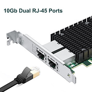 10Gb NIC Dual RJ45 Port PCIe Network Card with Intel X540-AT2 Controller, 10G Ethernet Converged Network LAN Adapter, Support Windows/Linux/Vmware/ESX/Freebsd Server, Compare to Intel X540-T2