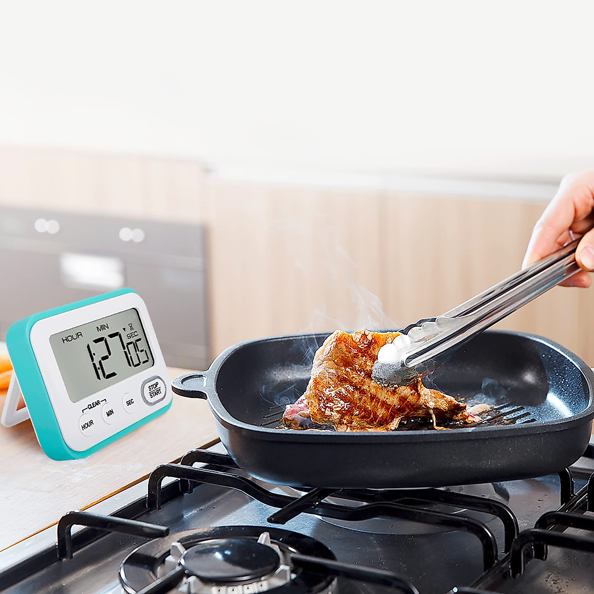 Digital Kitchen Timer with Loud Alarm/Mute ON/Off Switch Classroom Timer for Kids Count Down/Up, Light Blue