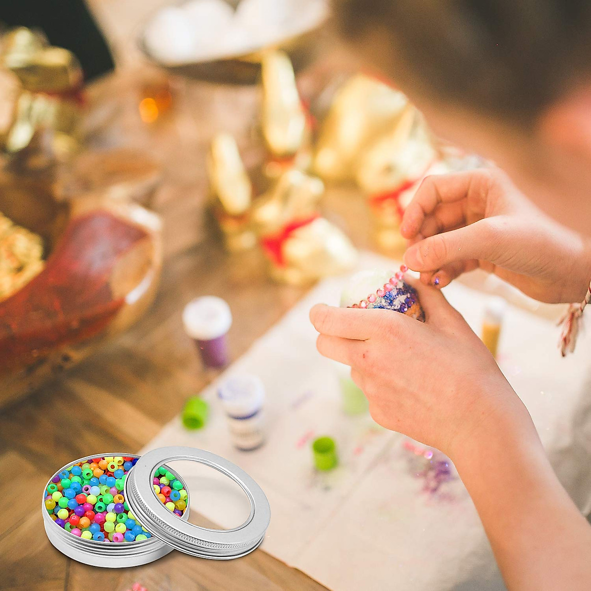 Lainrrew 15 Pack 2oz Metal Round Tins, Aluminum Empty Candle Tins with Screw Lid Small Storage Travel Tin Jars Containers for Spices, Candles, Arts & Crafts, Cosmetics (2oz)