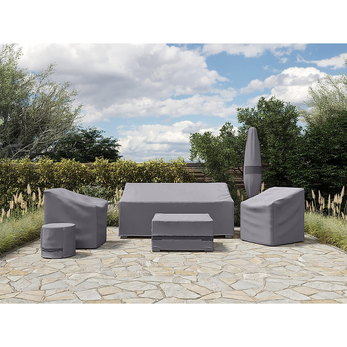 Covermates Square Patio Accent Table Cover - Patio Outdoor Furniture Cover, Water Resistant Outdoor Ottoman/Side Table Cover, Elite 300D Polyester, 26W x 26D x 25H, Charcoal