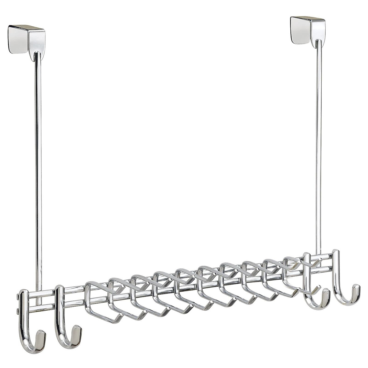 mDesign Over the Door Closet Organizer Rack for Ties, Belts - 24 Hooks, Chrome