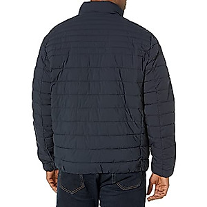 Calvin Klein Men's Lightweight Water Resistant Packable Down Puffer Jacket (Standard and Big & Tall), Navy, Medium