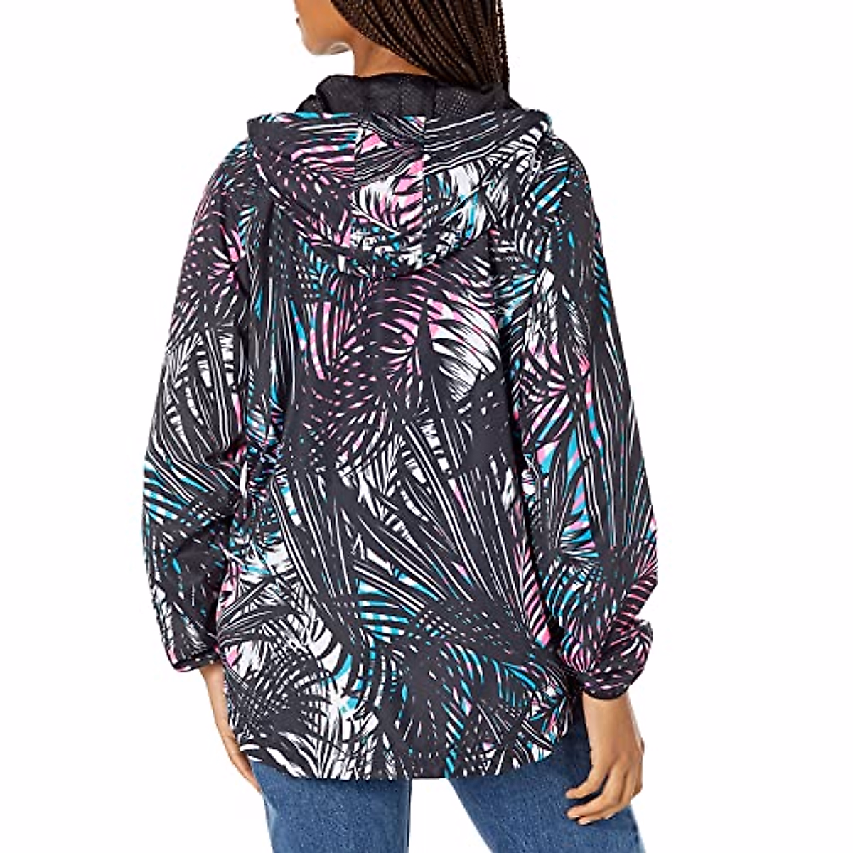 DKNY Women's Sport Tropic Shade Windbreaker Jacket, Pink Print, Medium