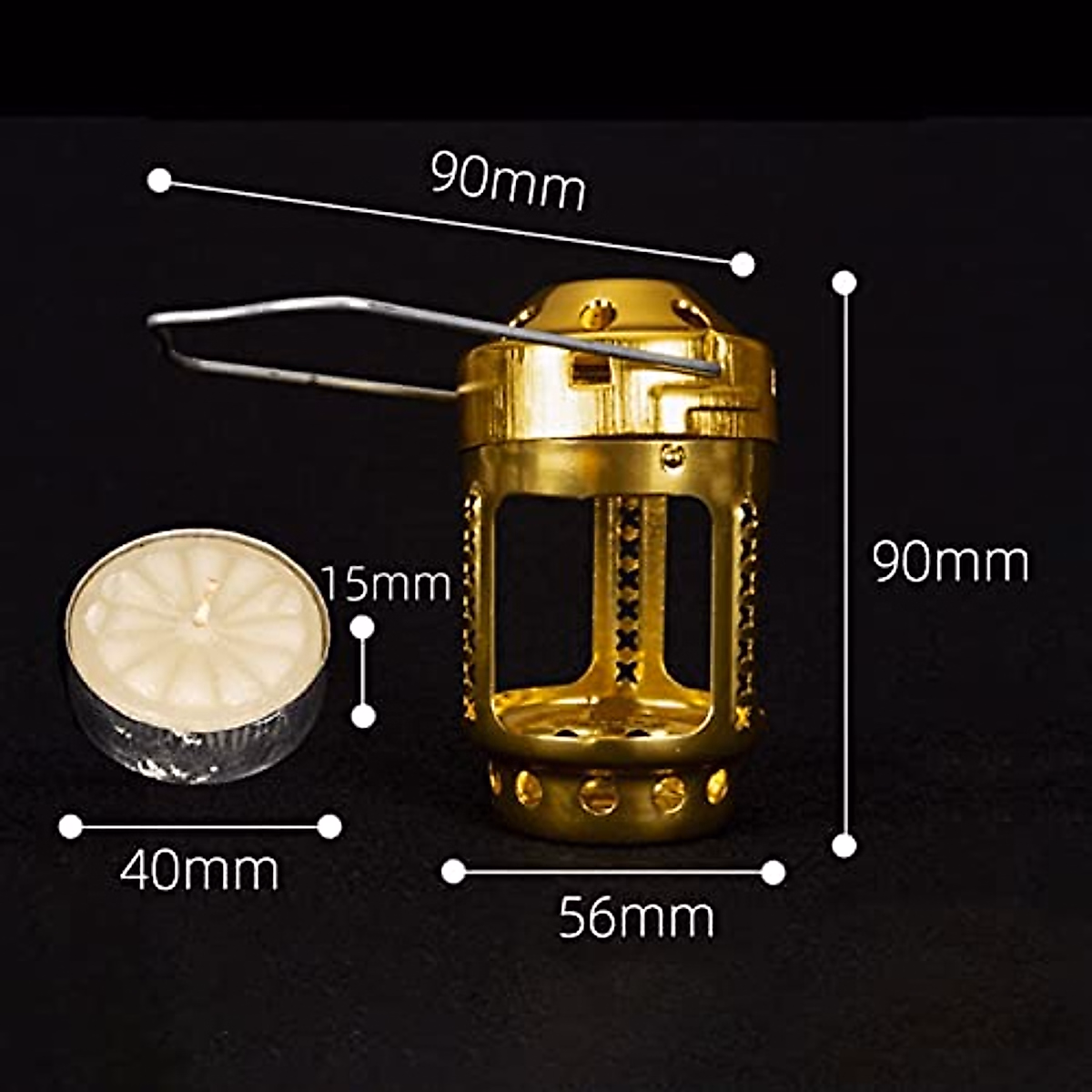 xxiaoTHAWxe Candle Lantern Mini Bright Aluminium Alloy Brass Night Fishing Hanging Candle Lamp for Outdoor Camping Angling - Yellow