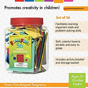 Dowling Magnets Foam Fun Magnet Tangrams, Set of 56