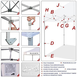 Eurmax USA 10'x10' Ez Pop-up Canopy Tent Commercial Instant Canopies with 4 Removable Zipper End Side Walls and Roller Bag, Bonus 4 SandBags(White)