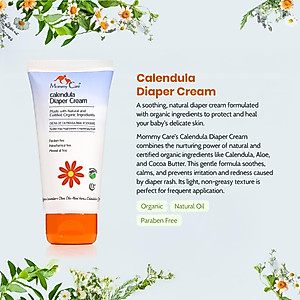 Mommy Care Organic Baby Diaper Rash Cream - Calendula Natural Organic Gentle Baby Diaper Cream Paste 80ml/2.7oz Soothing, Prevents Rash for Newborns & Infants