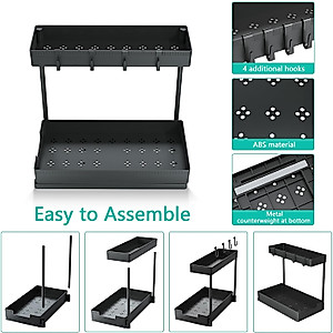 Warmodern 3 Pack Bathroom Organizer Under Sink,2 Tier Bathroom Cabinet Organizer, Bathroom Organizer Under Sink Baskets with 24 Hooks and 6 Hanging Cups, Multifunction Under Cabinet Storage