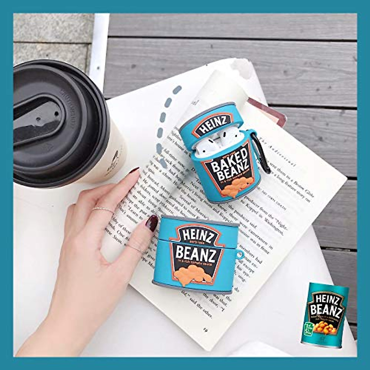 Generic for Airpods Silicone Case Funny Cover Compatible Apple Airpods 1&2[Best Gift for Girl Boy] for Kids Girls Teens Boys Character Skin Keychain Airpod - Tomato Sauce Baked Beans