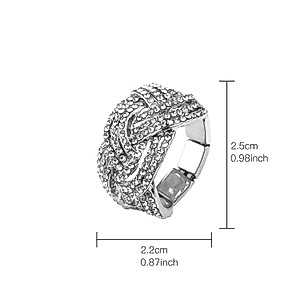 Nicole Miller New York Silvertone Twisted Stretch Clear Crystal Rhinestones Fashion Ring