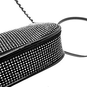 youyuan Small Shoulder Bag for Women Wedding Rhinestone Clutch Purse Evening Handbag(Black)