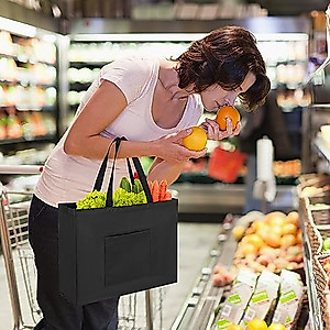 Lily queen Reusable Grocery Shopping Bags Black Zipper Tote Bags with Heavy Duty