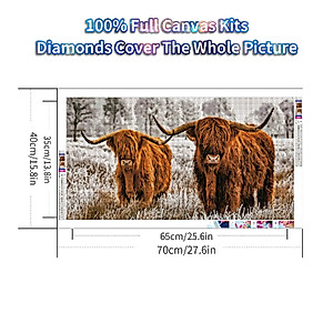 YALKIN Yak Cow Large Diamond Painting Kits for Adults (70X40cm/ 27.6x15.7in), DIY 5D Diamond Art Kits for Adults, Full Round Drill Embroidery Cross Stitch Pictures for Wall Decor