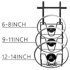 YIGII 2 Pack Cabinet Door Pot Lid Organizer/Pot Lid Holder - Over the Door Lid Organizer for Storage Pot And Pan Cover, Inside the Cabinet-Hanging 6-Tier Pot Lid Rack, Black