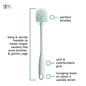 Simple Modern Water Bottle with Straw and Chug Lid Vacuum Insulated Stainless Steel Metal Thermos Bottles | 32oz, Sea Glass Sage & Bottle Brush for Cleaning Baby Bottles, Tumblers, Cups and More