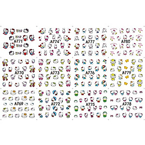 ZEJIANG 4 Sheets Cartoon Water Slide Nail Art Decals Water Transfer Nail Decals Sticker for Pretty Girl (B)