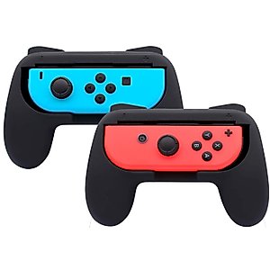 Pokanic Switch Hand Grips 2 Pack Compatible with Nintendo Switch Grips Joy-Con, Pro Controllers, Holder, Pads, Wear Resistant Handle Kit, Scratch Fee, Non-Slip Accessories (Black and Black)