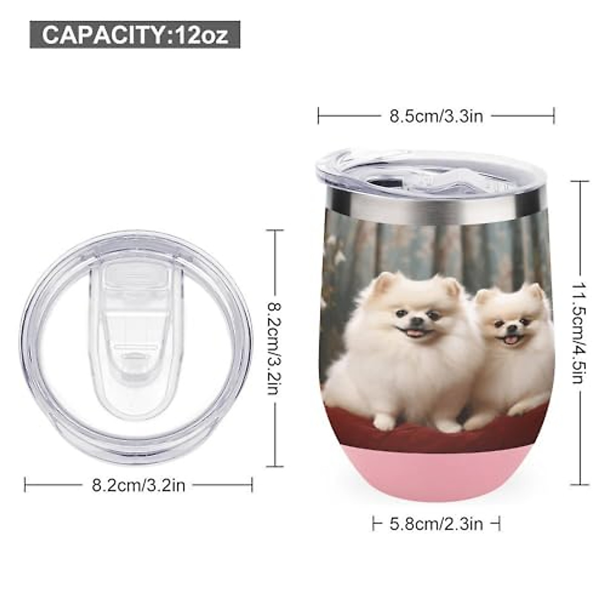 WYUSPGK 304 Stainless Steel Insulated Cup, Short-haired Pomeranian Dog Print Smooth Rim, Durable & Reusable - Perfect for Office, Home, And Travel