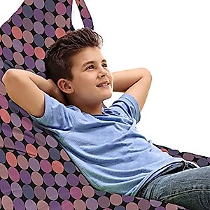 Ambesonne Abstract Lounger Chair Bag, Mosaic Retro Inspired Polka Dots Pattern Pastel Circles with Geometric Design, High Capacity Storage with Handle Container, Lounger Size, Multicolor