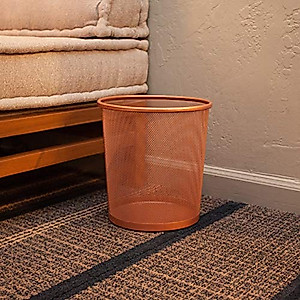 SHS Round Mesh Stainless Steel WasteBasket Trash Can Recycling Bin for Home, Office, Bathroom, Bedroom & Kitchen, 3.5 Gallon / 12L, 11” Height x 10” Diameter Garbage Can (Rose Gold)
