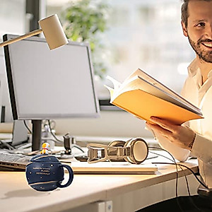 BESPORTBLE Ceramic Coffee Mug with Spoon Cartoon Astronaut Planet Pattern Porcelain Coffee Cup Cute Cappuccino Cup Tea Cup Mug Milk Cup Drinking Cup Birthday Blue