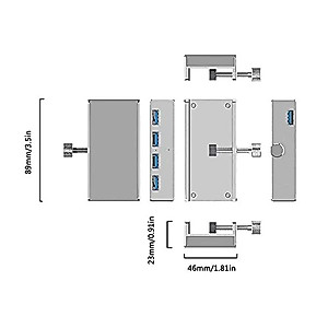 SHYPT Aluminum 4 Port Multifunctional USB 3.0 Clip-Type USB C HUB for Desktop Laptop Clip Range