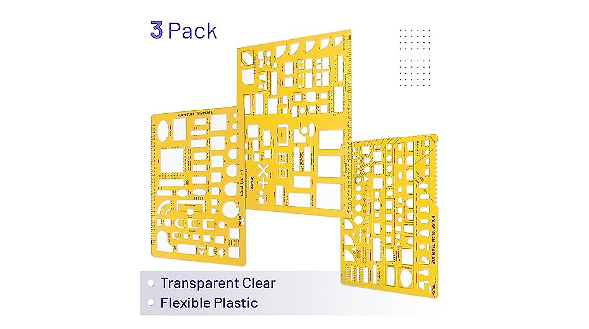 Mr. Pen House Plan Templates - 3 Pack for Accurate Interior Drafting